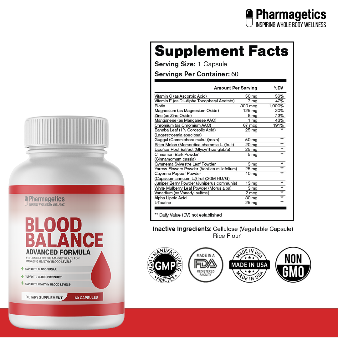 Blood Balance Formula Blood Sugar Support - 60 Capsules – pharmagetics
