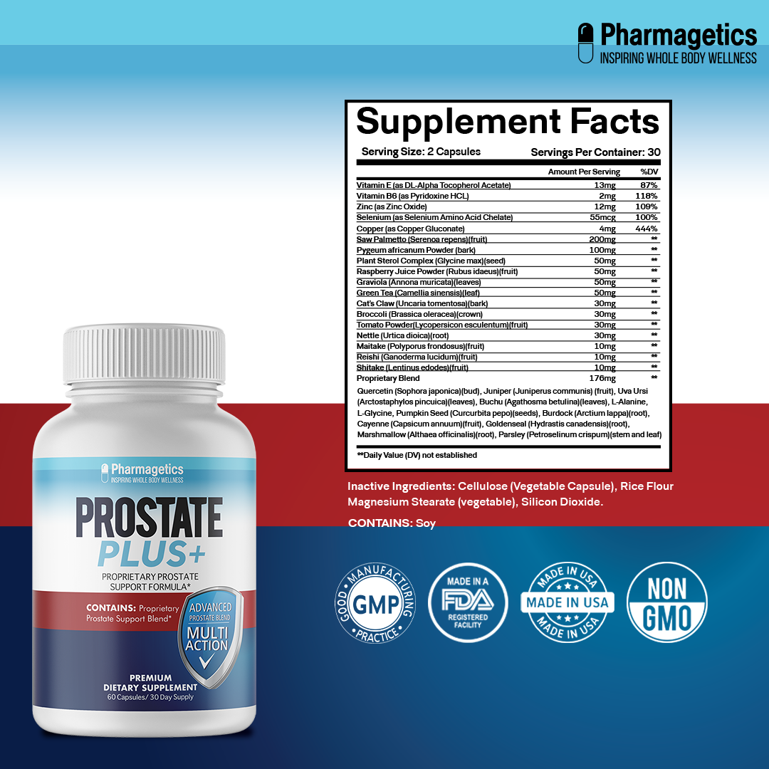 Prostate Plus+ Prostate Support - Proprietary Blend - 120 Capsules, 2 ...