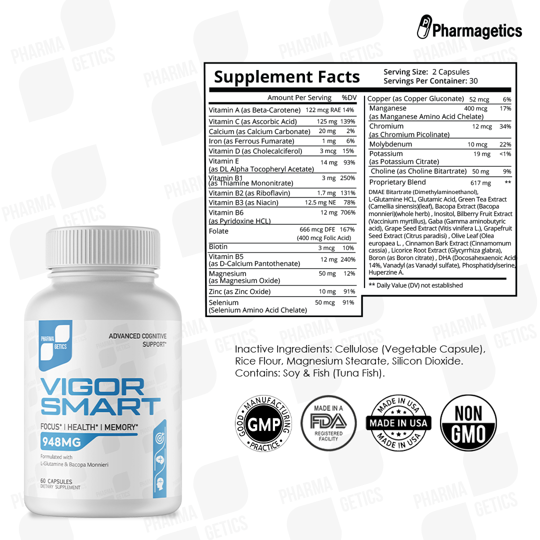 VIGOR SMART Mind Cognitive Brain Booster Supplement Enhance Mood & Foc ...